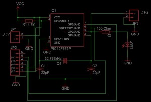 1Hz Clock Generator using PIC12F675