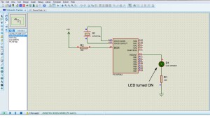 Microcontroller with single LED Project in Proteus