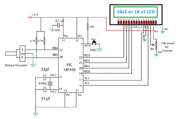 Rotary Encoder Interfacing with PIC Mirocontroller
