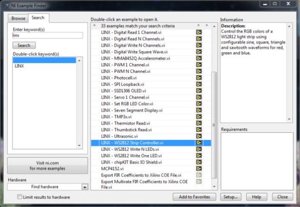 Using LabVIEW LINX and ChipKIT WF32 to Control an LED Strip