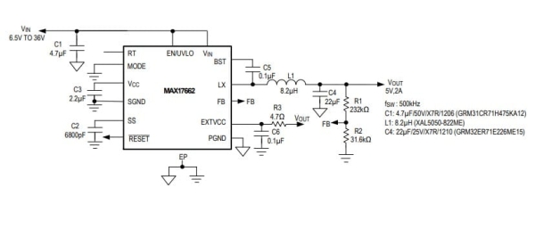 5V/2A SYNCHRONOUS DC-DC CONVERTER IC EVALUATION KIT