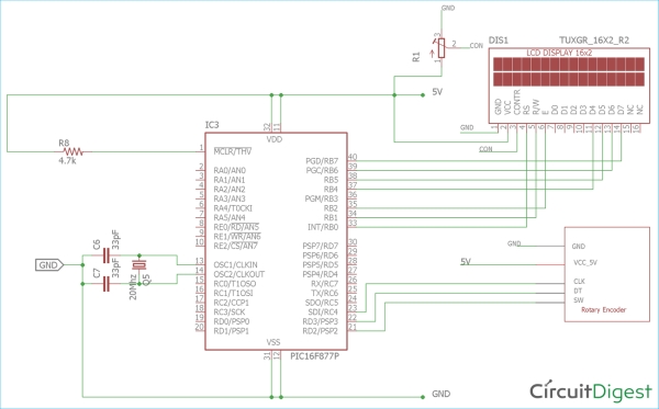 Rotary Encoder Interfacing with PIC Microcontroller