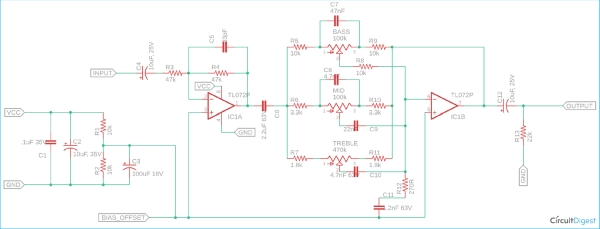 Build an Audio Equalizer Circuit with Op-Amp for Tone Control