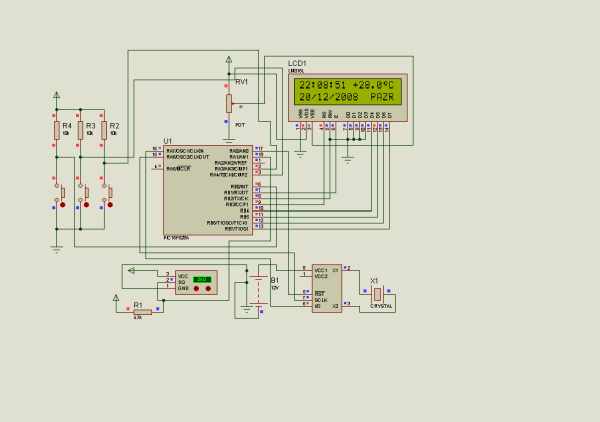 PIC16F628 LCD DISPLAY THERMOMETER CIRCUIT (DATE TIME)