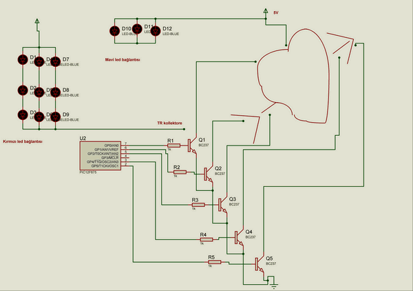 LED HEART ANIMATION CIRCUIT PIC12F675 MICROCONTROLLER