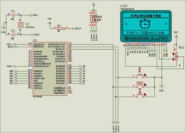 PIC18F452 GRAPHIC LCD MENU CCS C STOPWATCH PROJECT