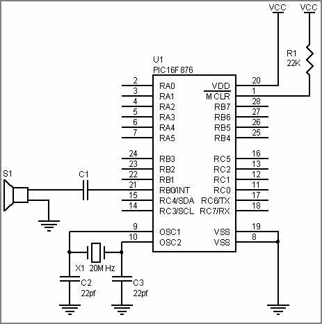 HI-TECH C RING TONE EXAMPLE PIC16F87X MICROCONTOLLER