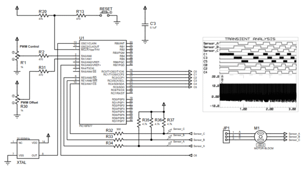 Brushless Motor Control Made Easy using PIC16F877 with Proteus Simulation