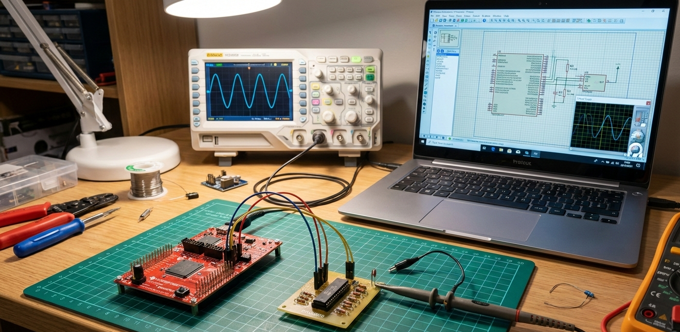 DAC Sine Wave Generation using TMS320F28027PT with Proteus Simulation