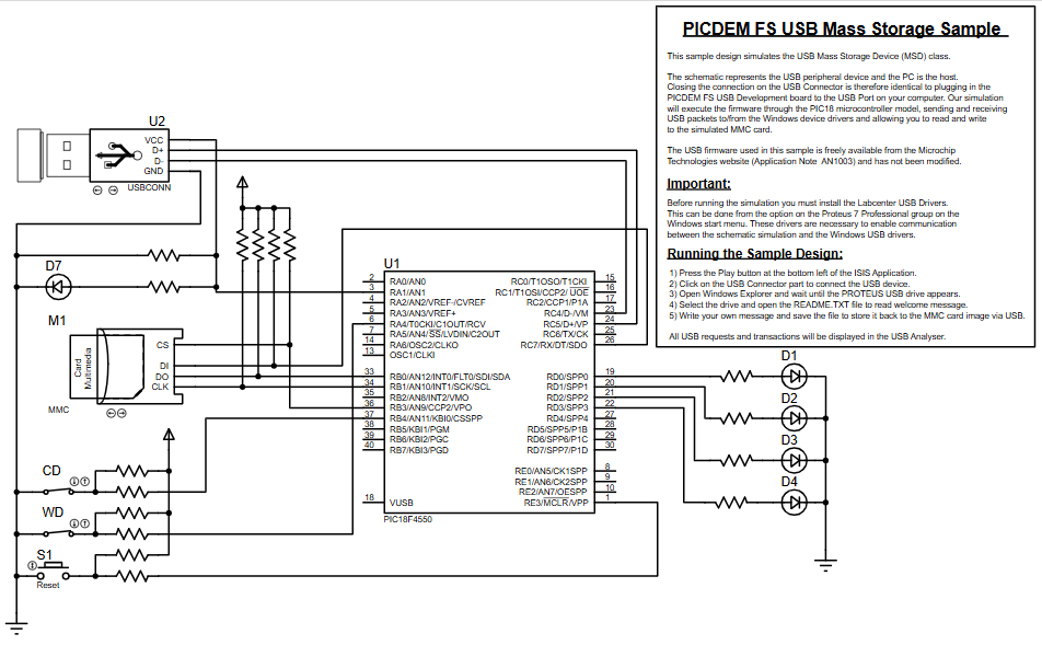 PIC18F4550 USB Simulation Mass Storage Project in Proteus